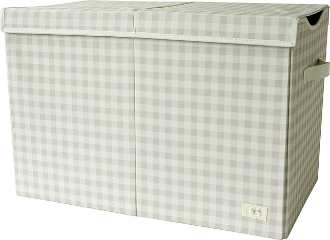 Gingham Storage box beige lid - 3 sprouts IFCGBG | FormAdore