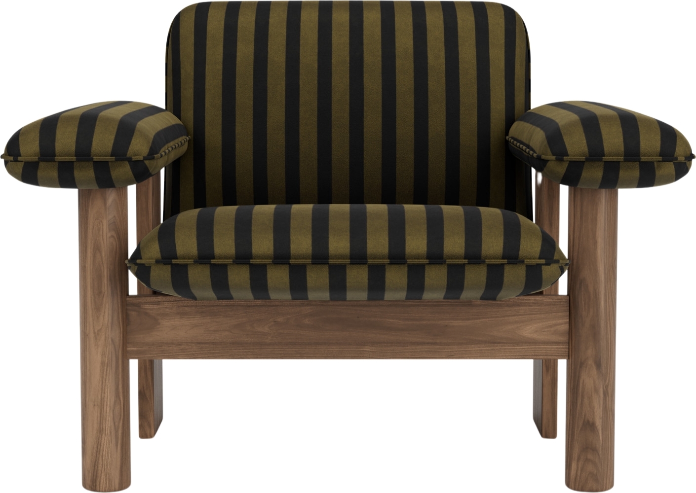 Fotoliu Brasilia Sheepskin scund verde-negru cu picioare din lemn de nuc