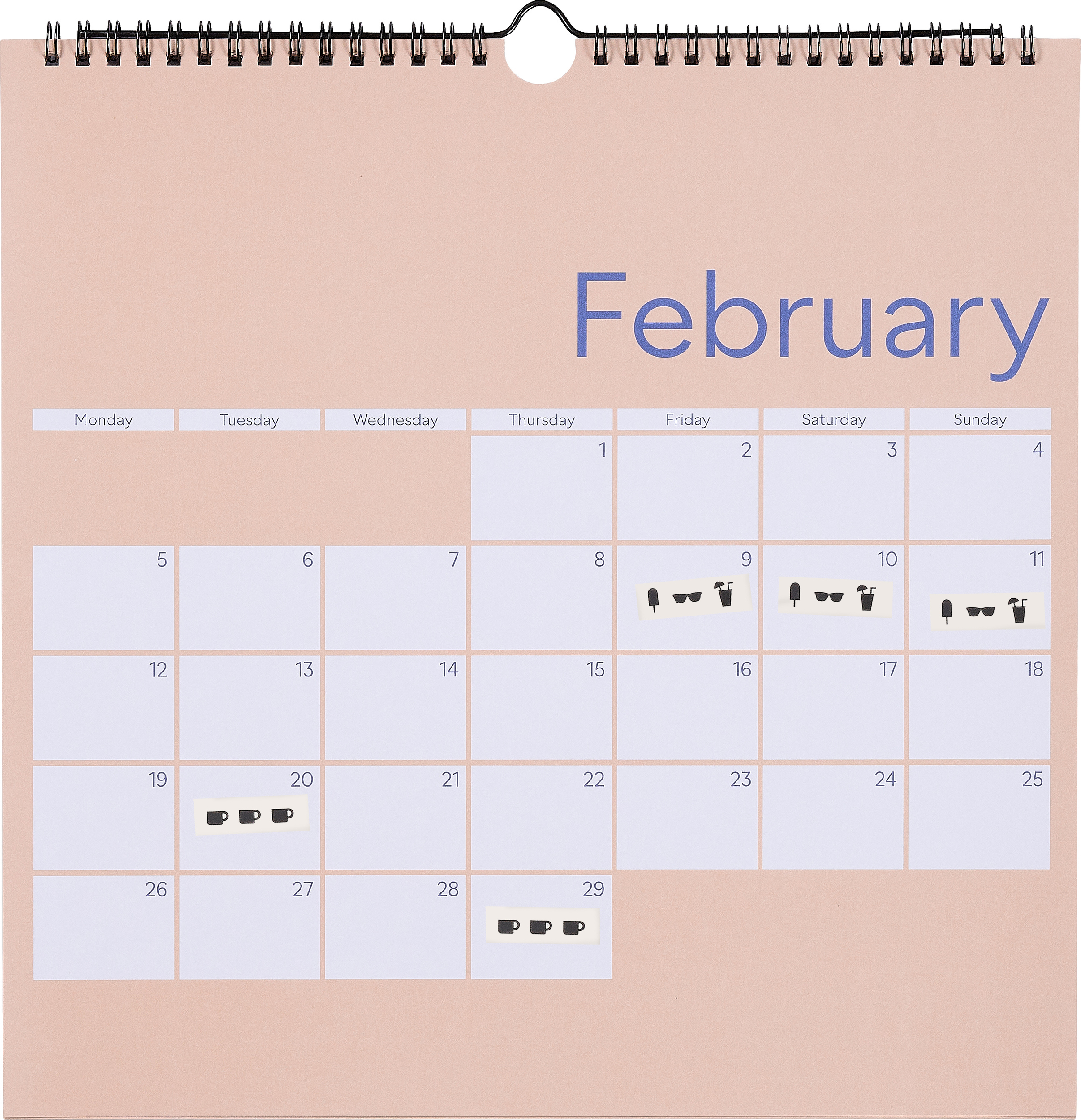 Design Letters Hi 2024 Calendar on a wall - 70201023BEICOBLHI | FA