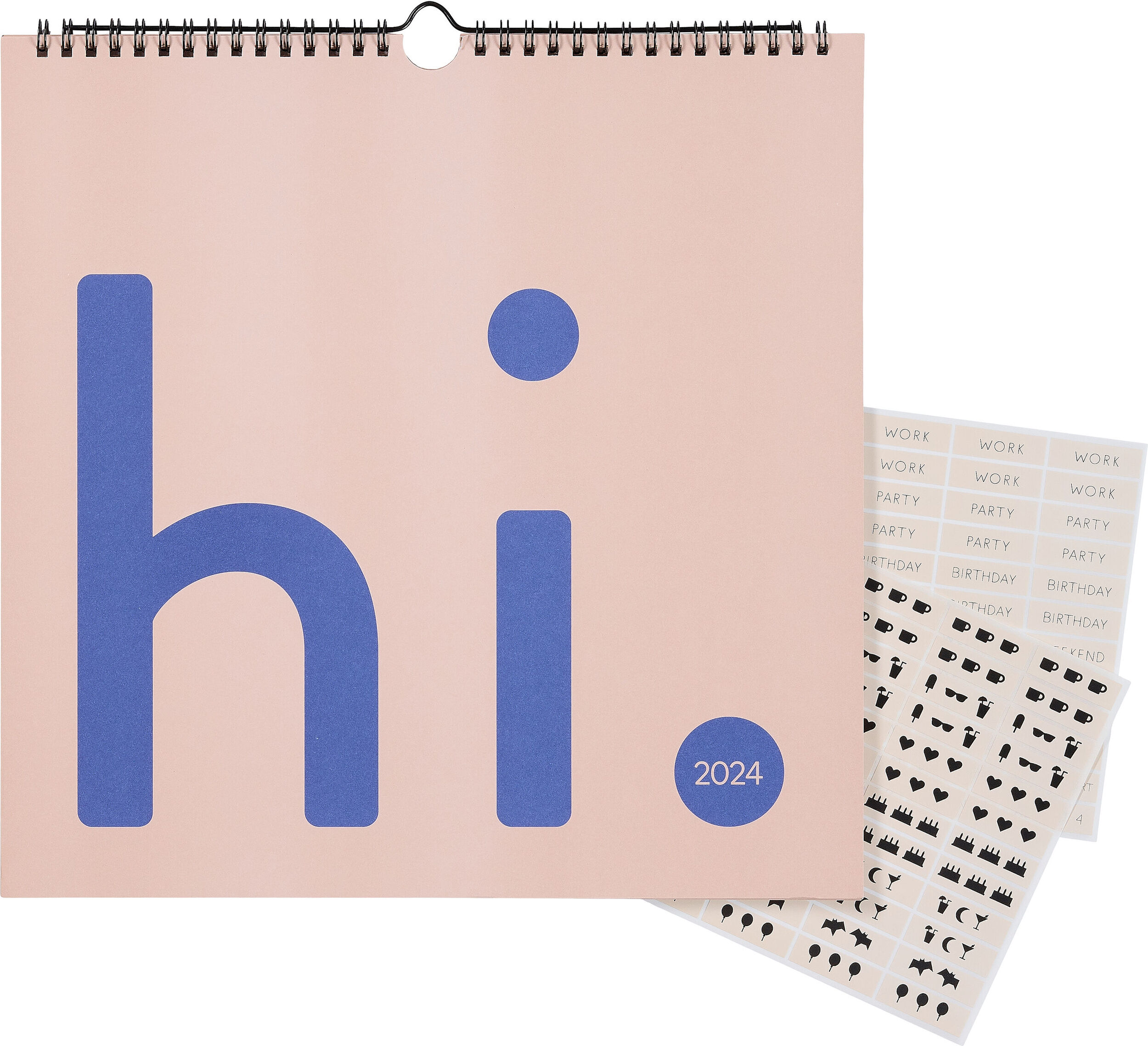 Design Letters Hi 2024 Calendar on a wall - 70201023BEICOBLHI | FA