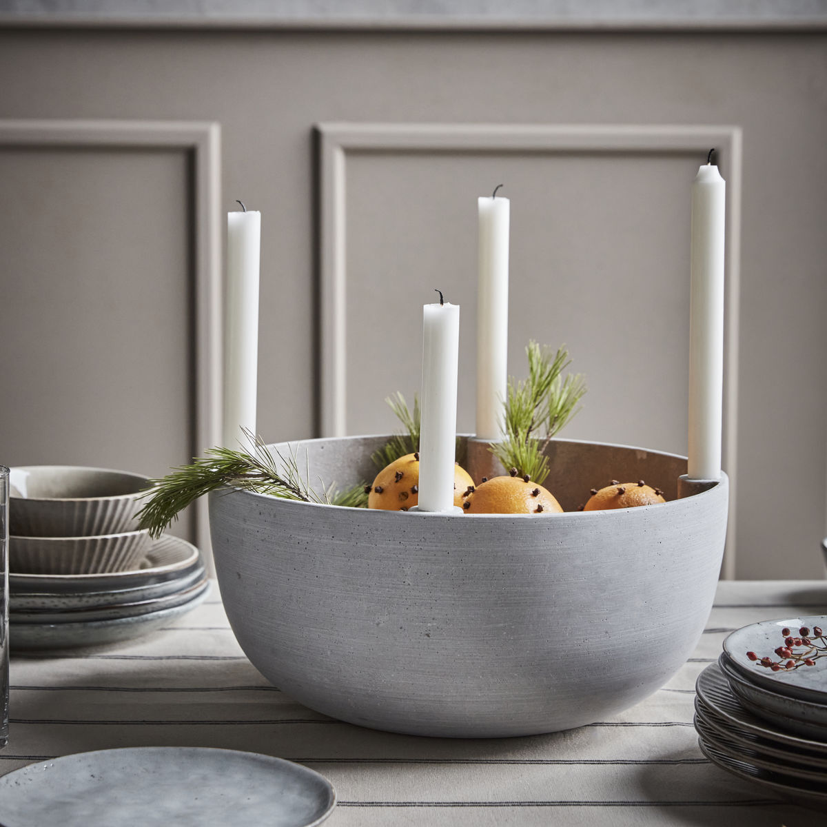 Świecznik Marb okrągły szary - House Doctor 207871005 | FF