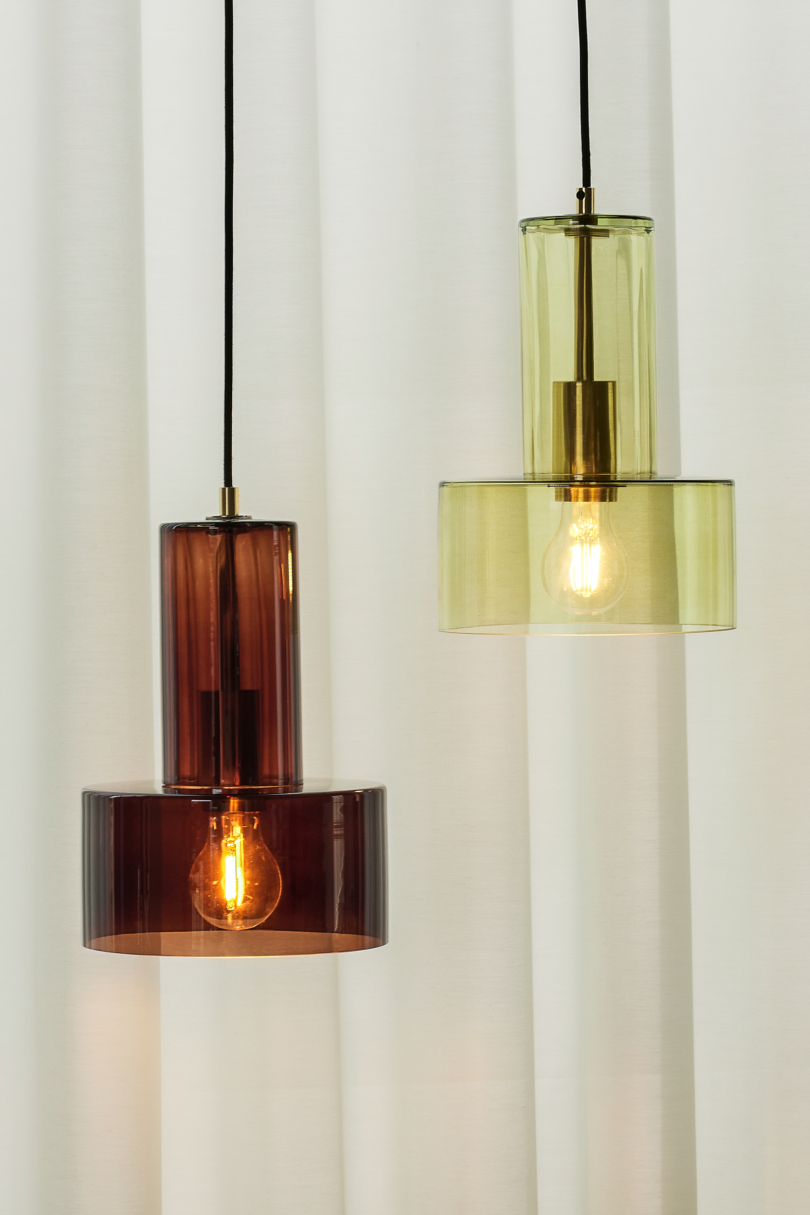 Lampa wisząca Hübsch 27 cm brązowa szklana - 991303 | Fabryka Form