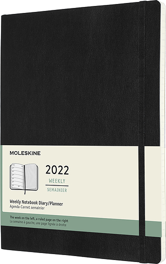 Kalendarz Moleskine 2022 12M XL czarny tygodniowy miękka oprawa