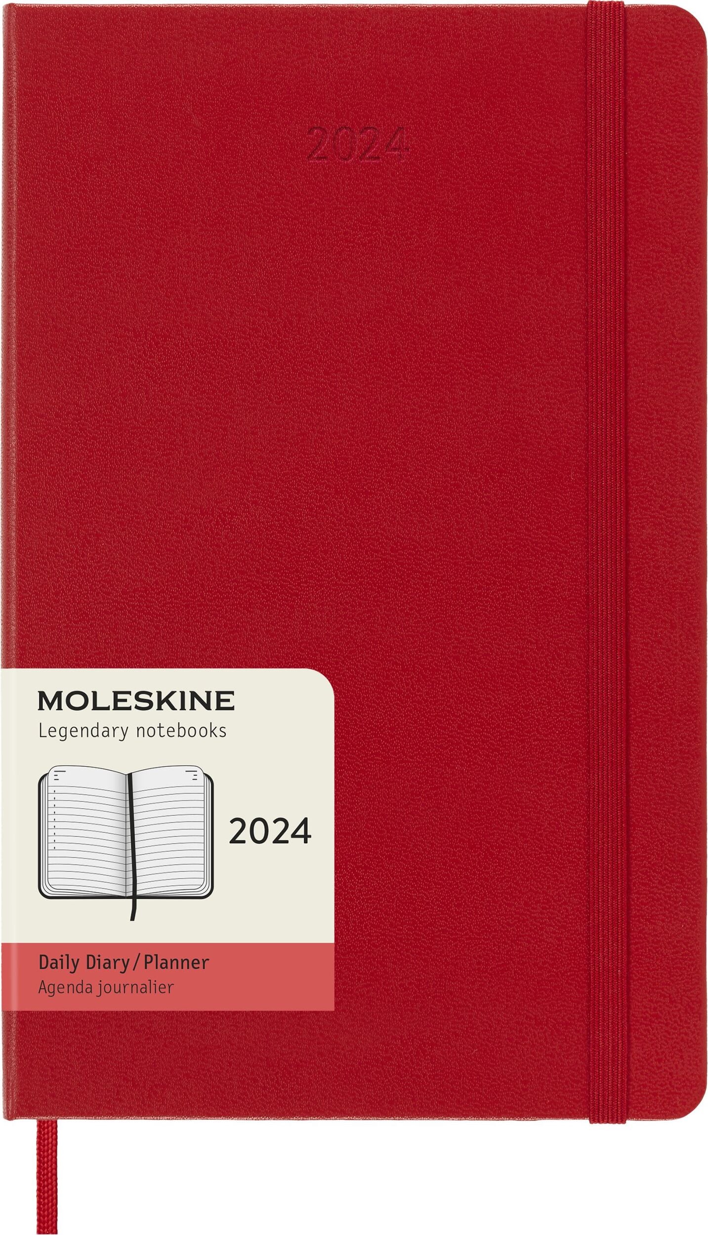 Kalendarz Moleskine 2024 12M L czerwony dzienny twarda oprawa - FF