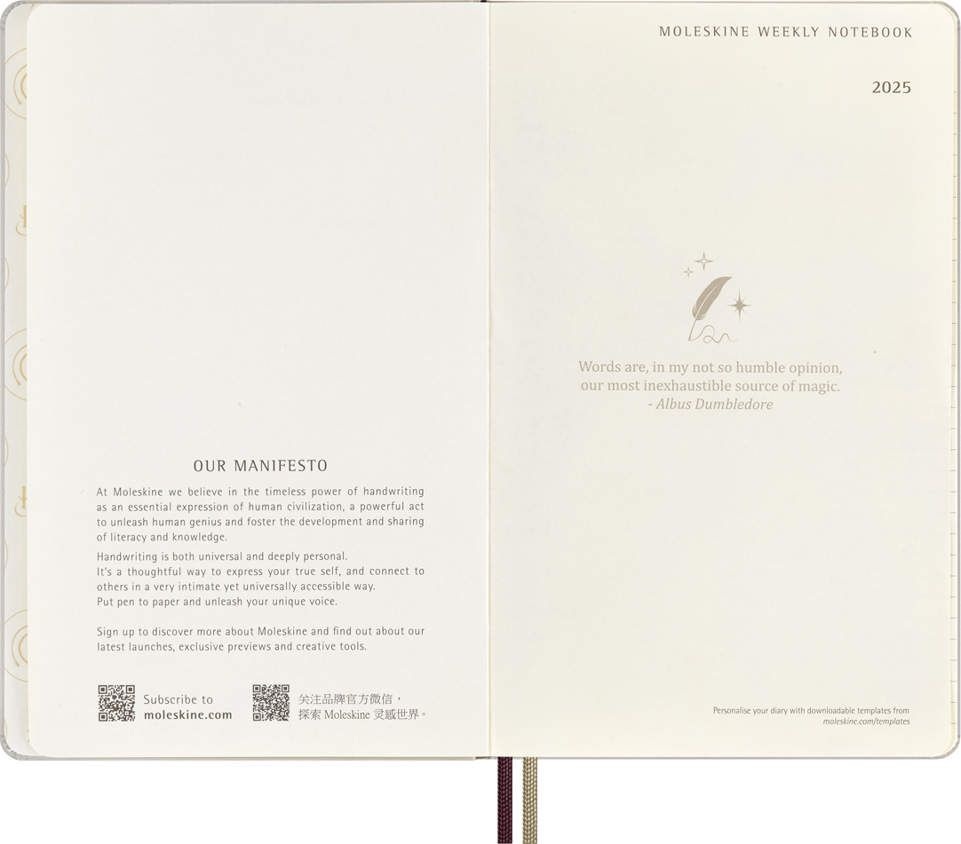 Kalendarz Moleskine 2025 12M Harry Potter Wingardium Leviosa L tygodniowy twarda oprawa