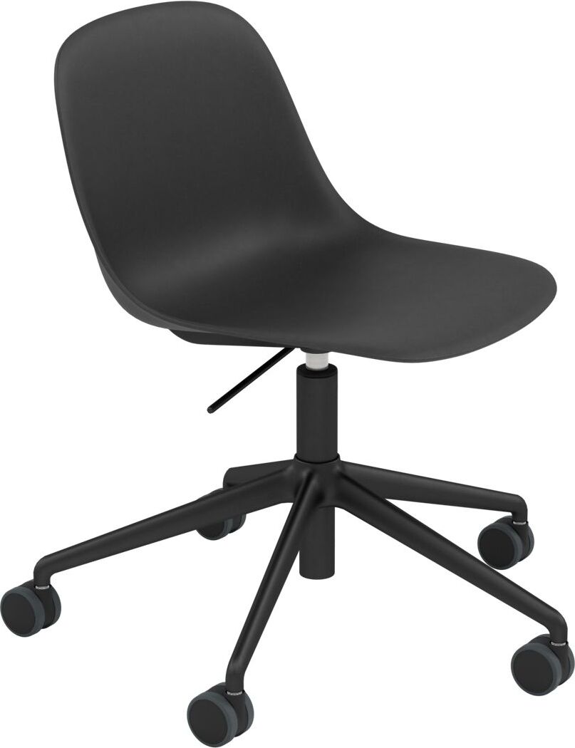 Fiber Swivel Chair with wheels on aluminum legs adjustable height