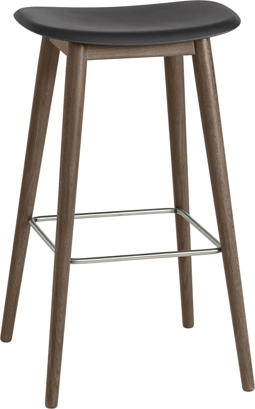 Stołek barowy Fiber 75 cm na ciemnych drewnianych nogach - Muuto