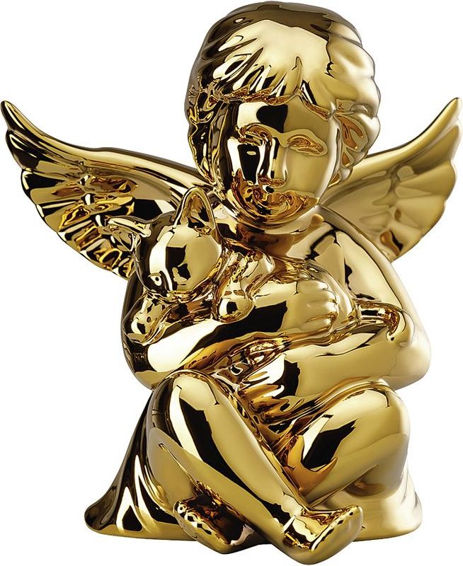 Classic Figurine medium Angel with a cat golden - Rosenthal | FA