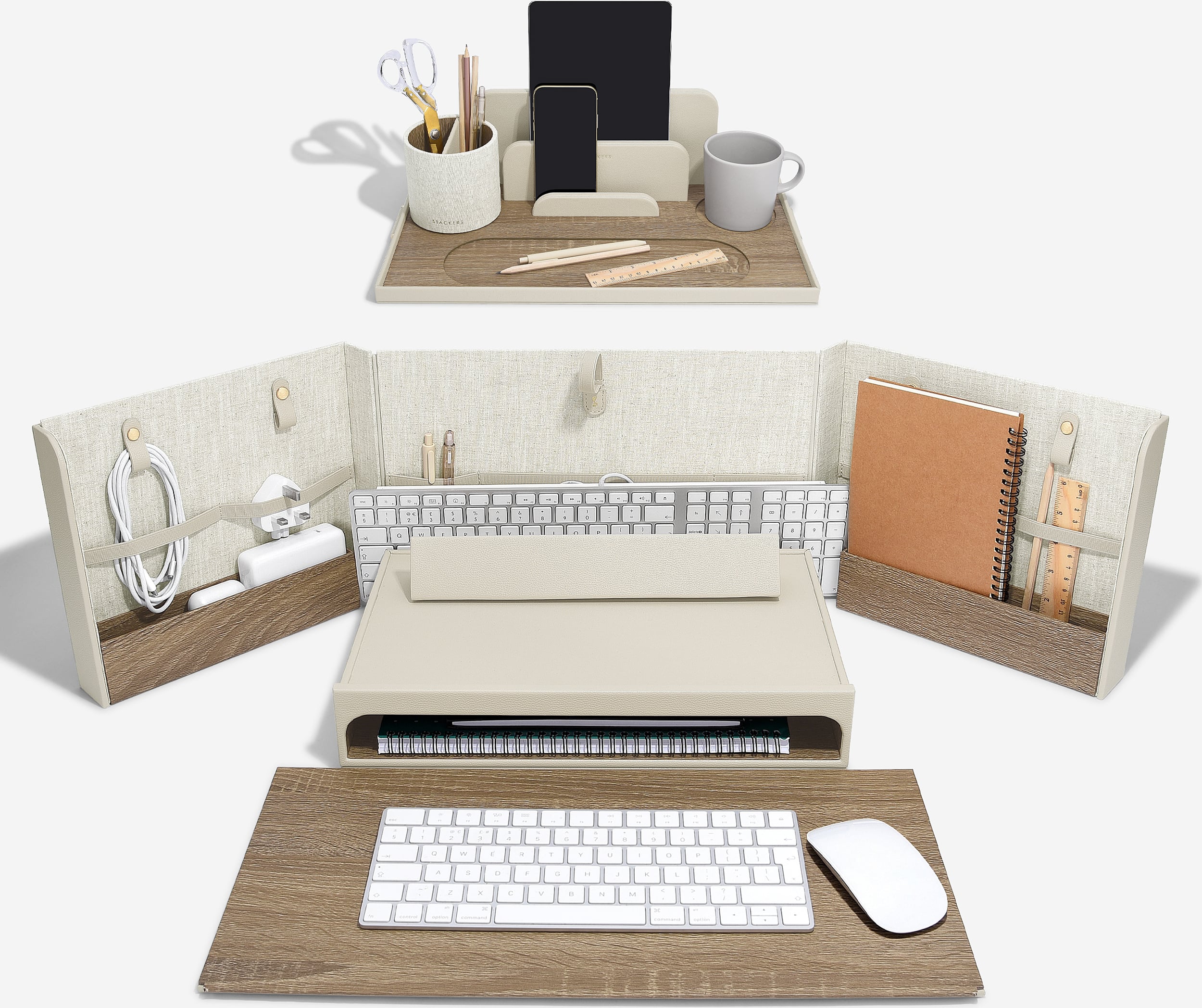 Stackers Desk organiser light beige linen foldable - 76452 | FA